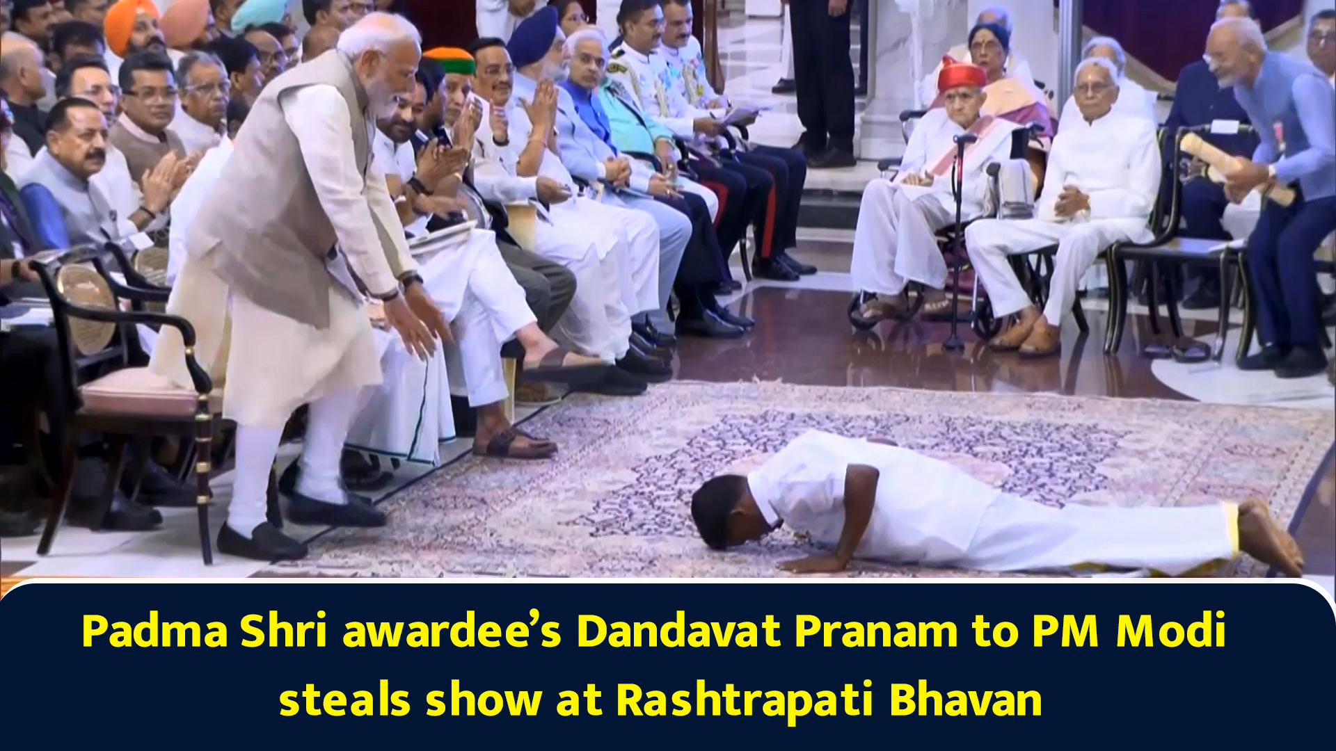 Padma Shri awardee’s dandavat pranam to PM Modi steals show at ...