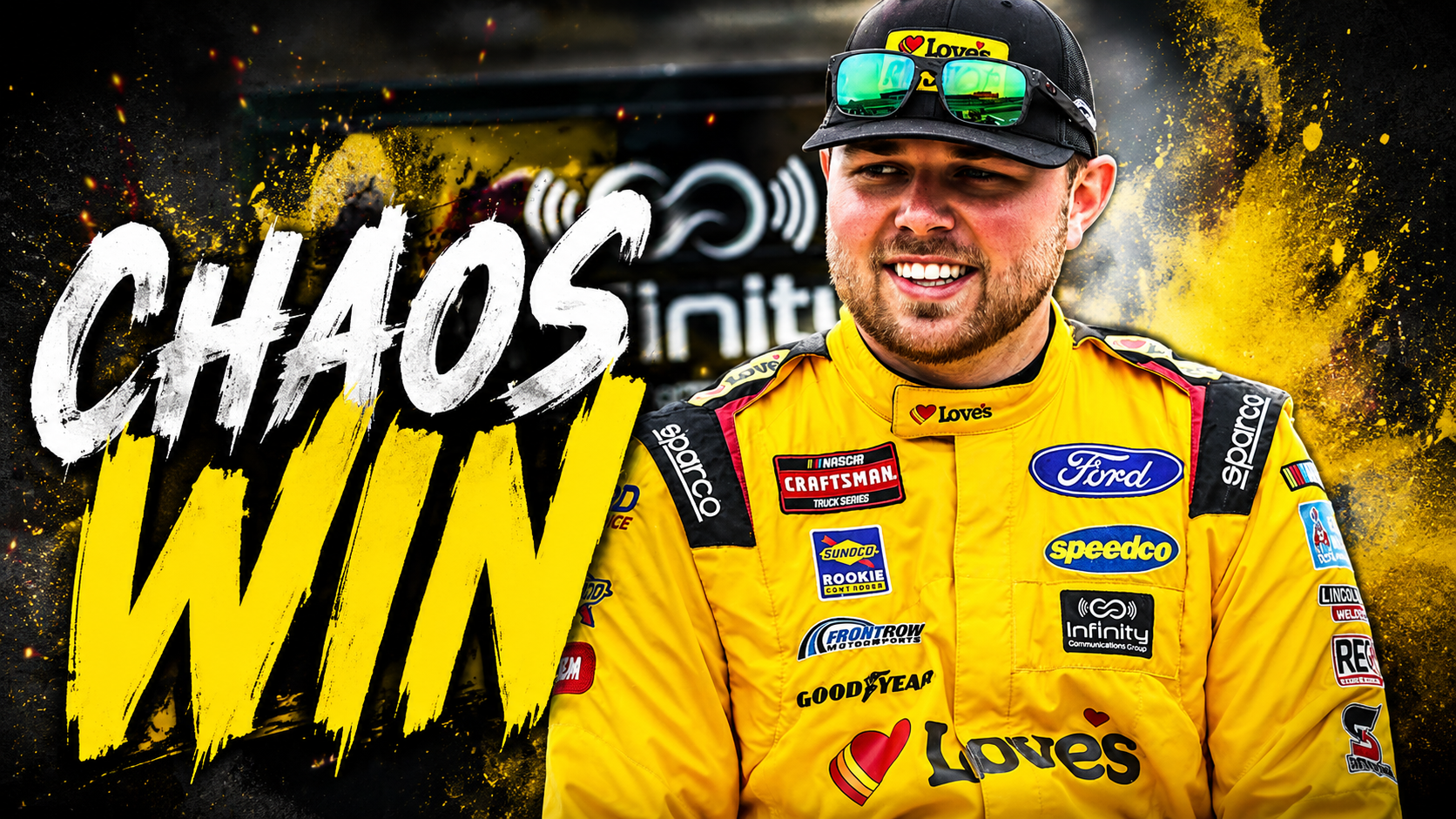 Front Row Motorsports' Layne Riggs wins record-setting chaotic truck ...