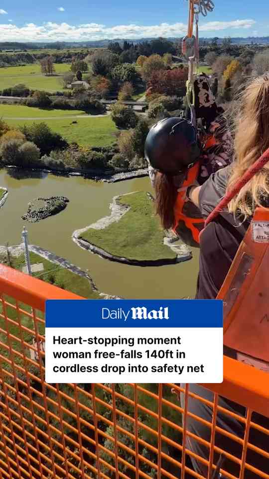 Woman takes terrifying 140-foot cordless free-fall in New Zealand