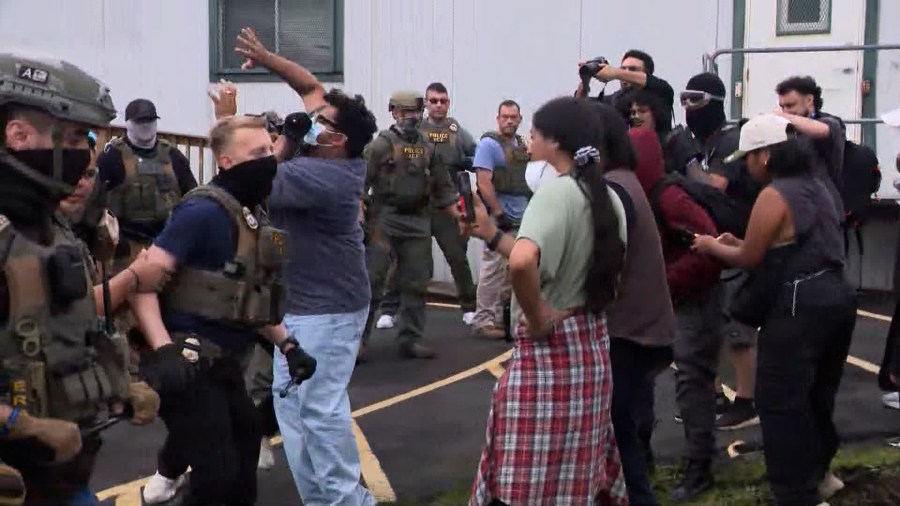 Chaotic scene unfolds outside ICE detention center in NJ