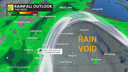 'Ring of fire' storm potential covers the Prairies amid heat