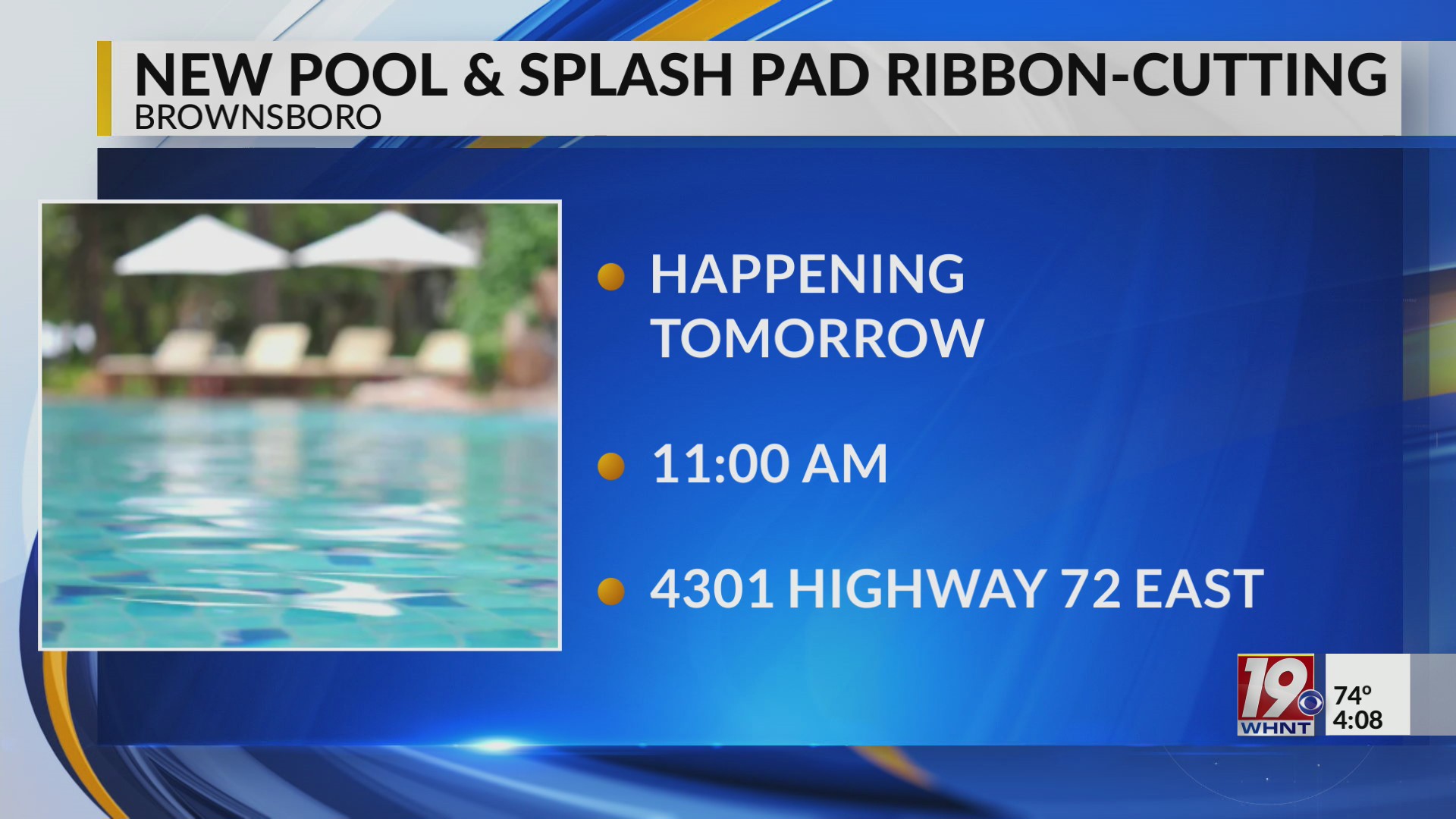 New pool & splash pad ribbon-cutting | May 25, 2026 | News 19 at 4 p.m.
