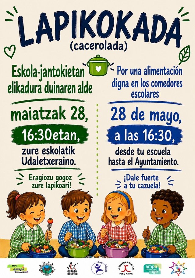 Familias de escolares de Basauri convocan una cacerolada el jueves para ...