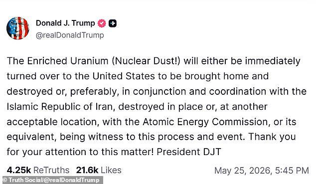 Trump reveals plan to destroy Iran's 'nuclear dust' as he irons out ...