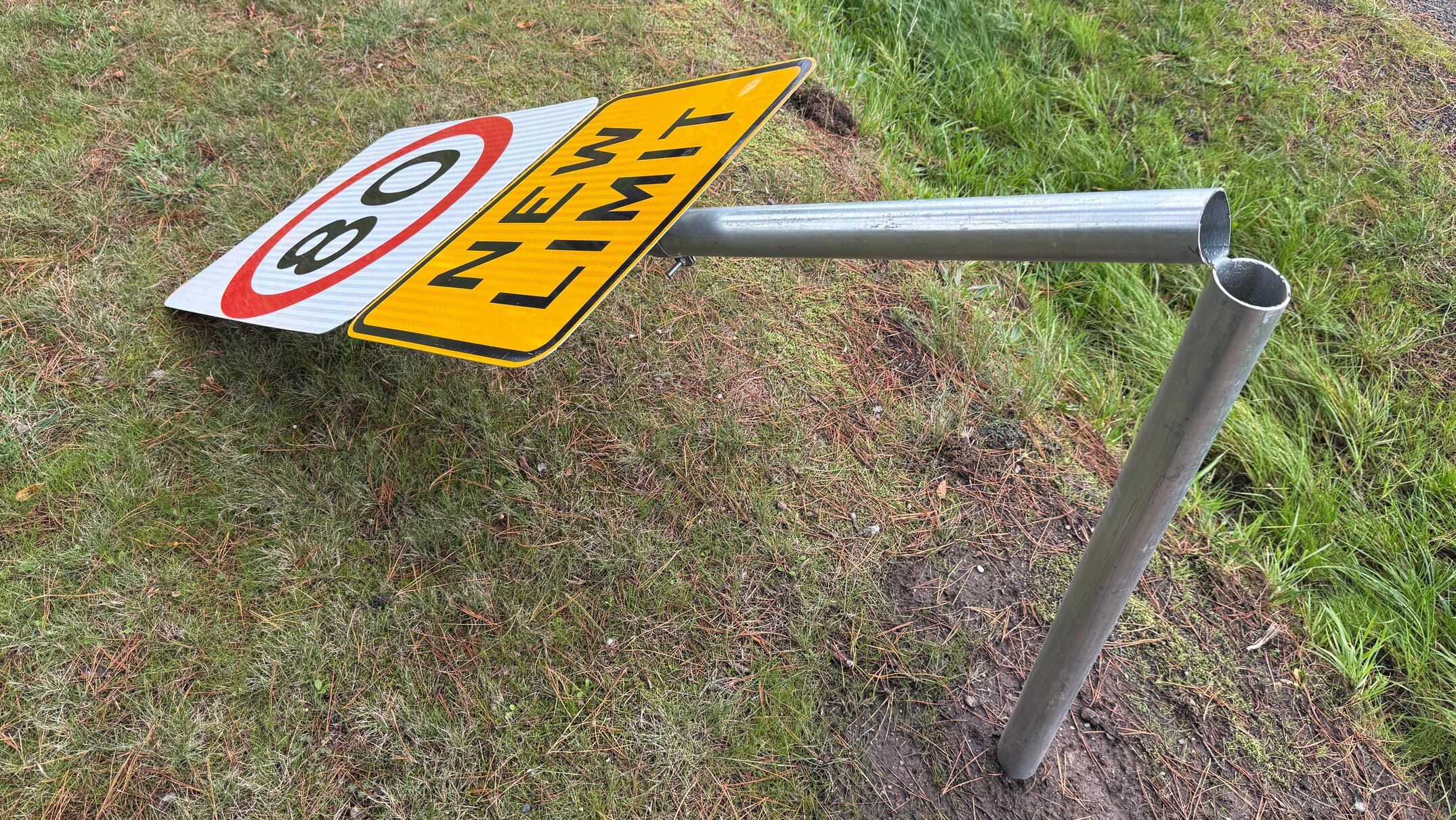 Vandals saw off road signs in protest against reduced speed limits on ...