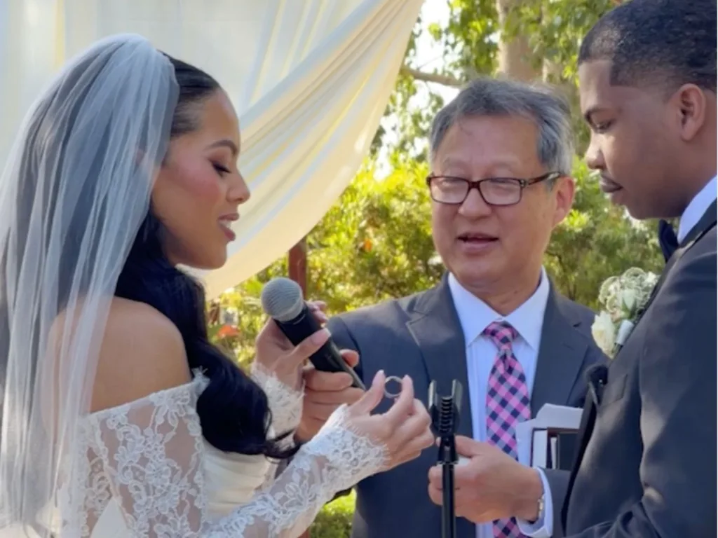Pilot groom lights up when bride reveals the secret behind his wedding ring