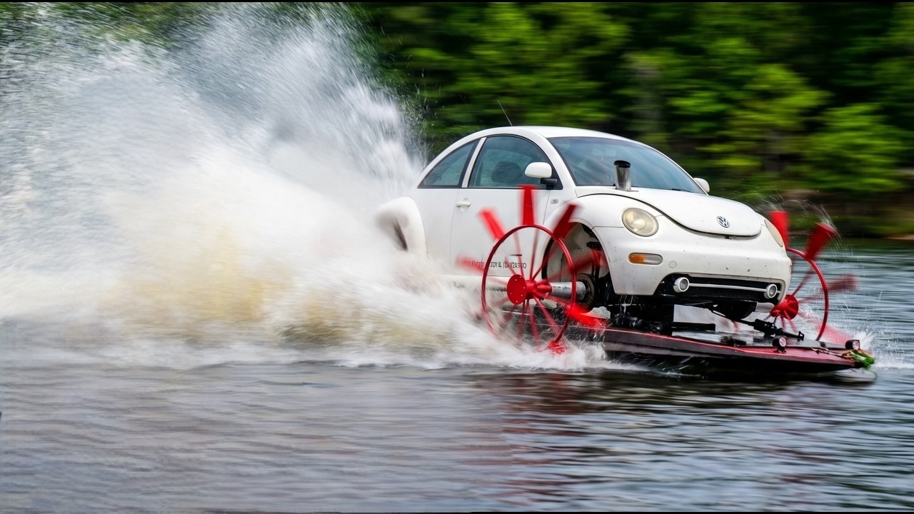 They put paddle wheels on this tiny car - it didn’t go as planned