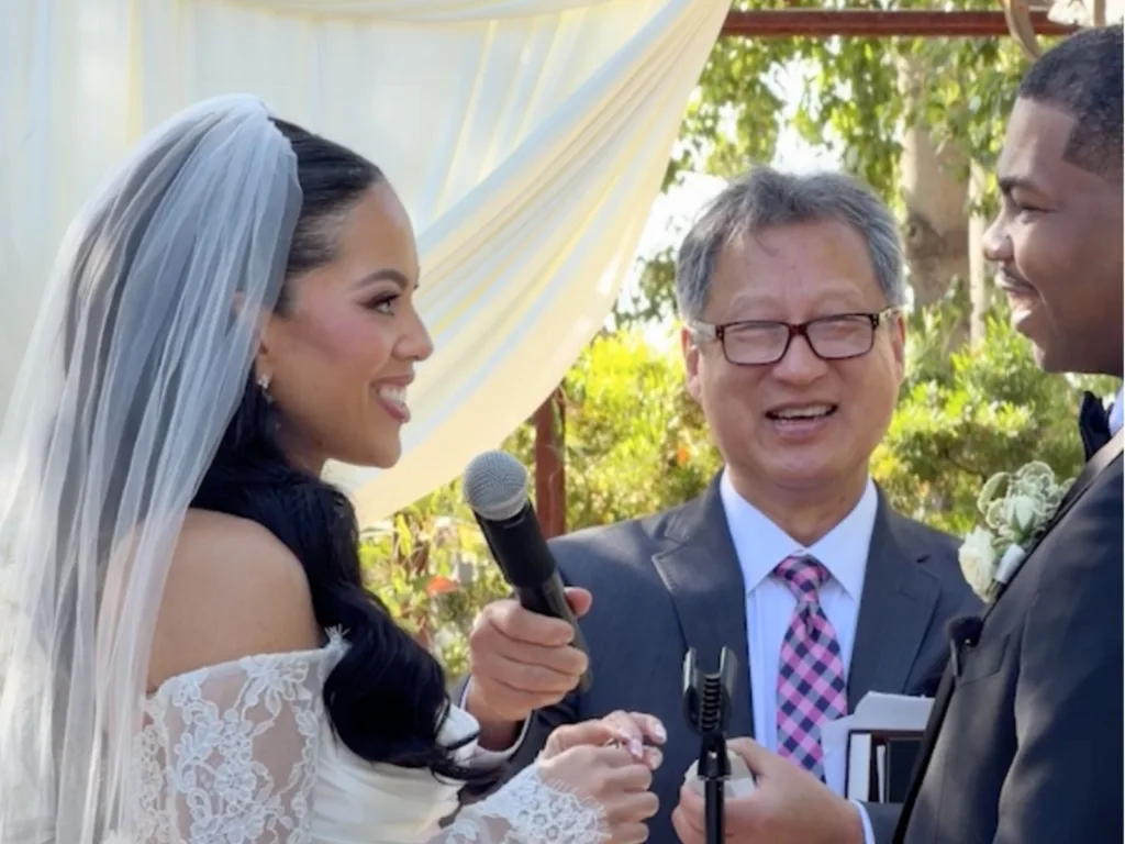 Pilot groom lights up when bride reveals the secret behind his wedding ring