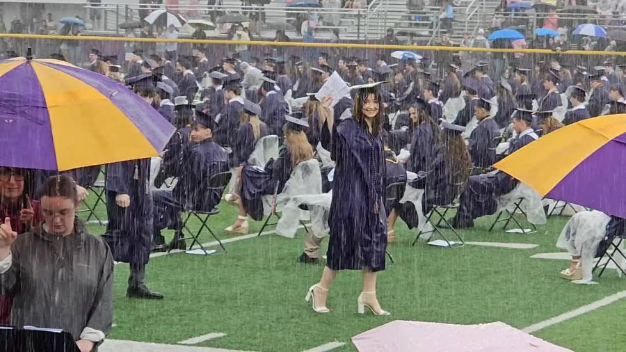 Video: Graduation turns into washout for Jackson High School seniors