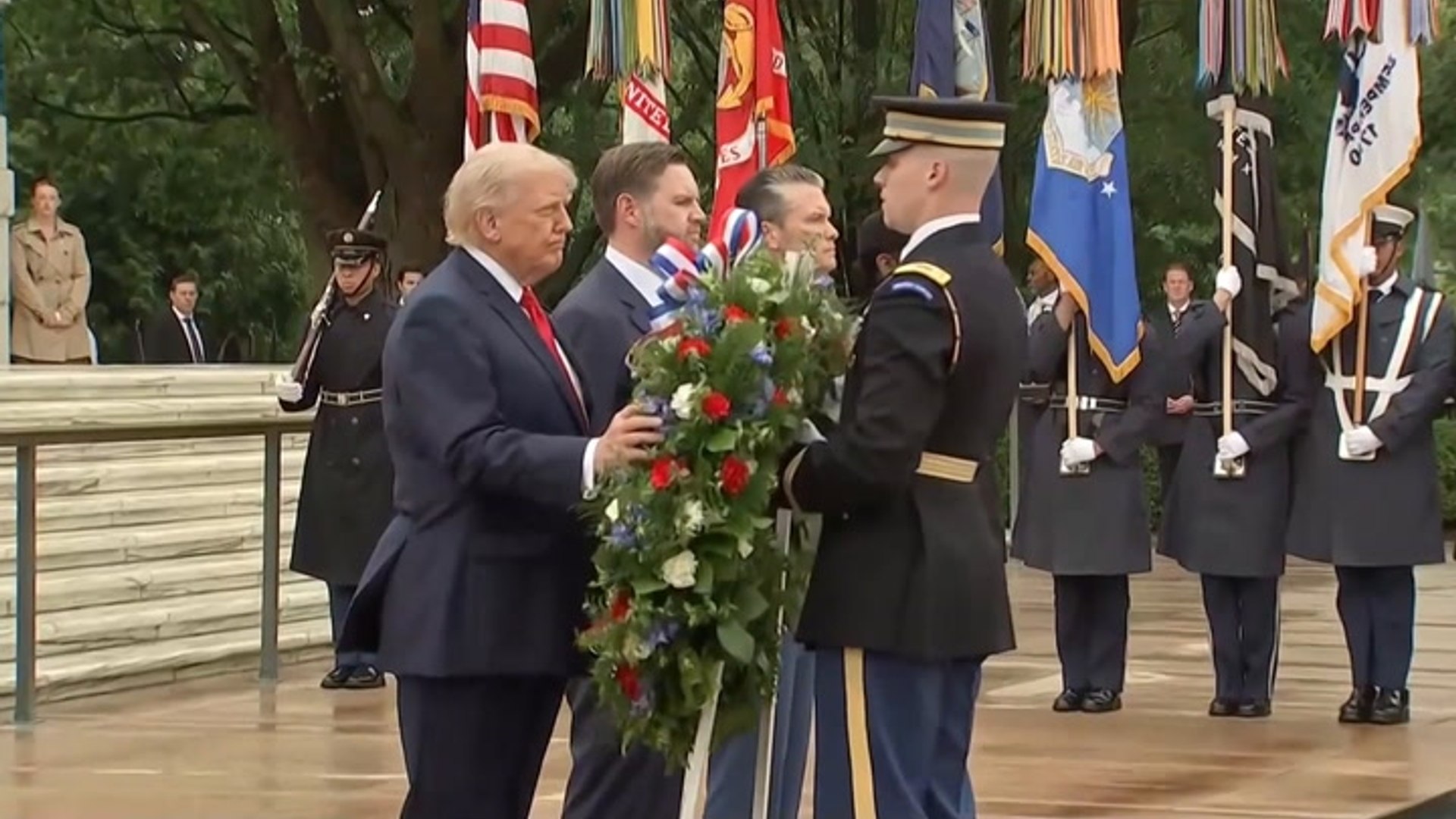 Donald Trump lays wreath at Tomb of Unknown Soldier to mark Memorial Day