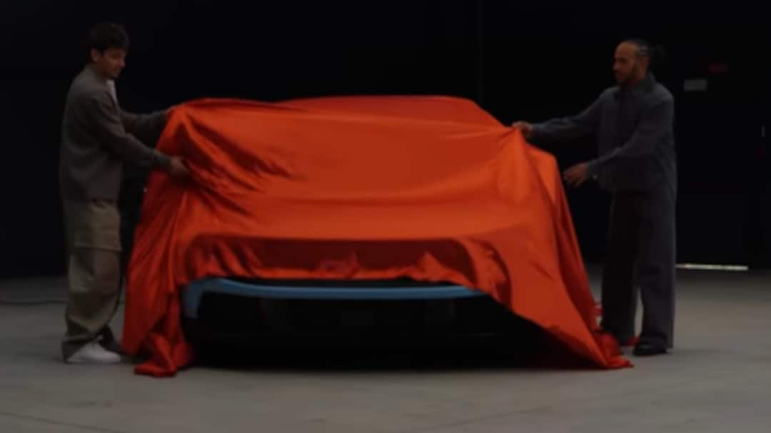 Charles Leclerc and Lewis Hamilton unveil Ferrari's first-ever electric car