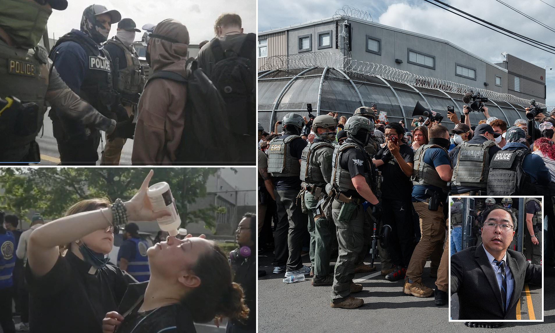 Chaos outside ICE detention center where hundreds of migrants are on ...