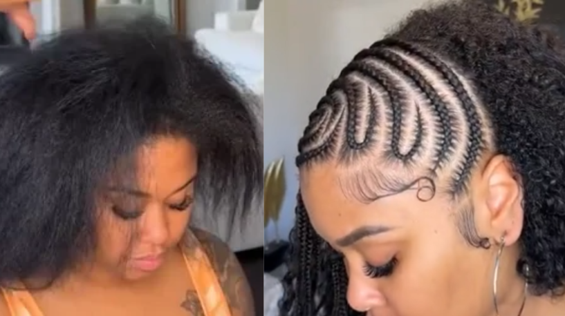 How to achieve half lemonade braids with curly ends