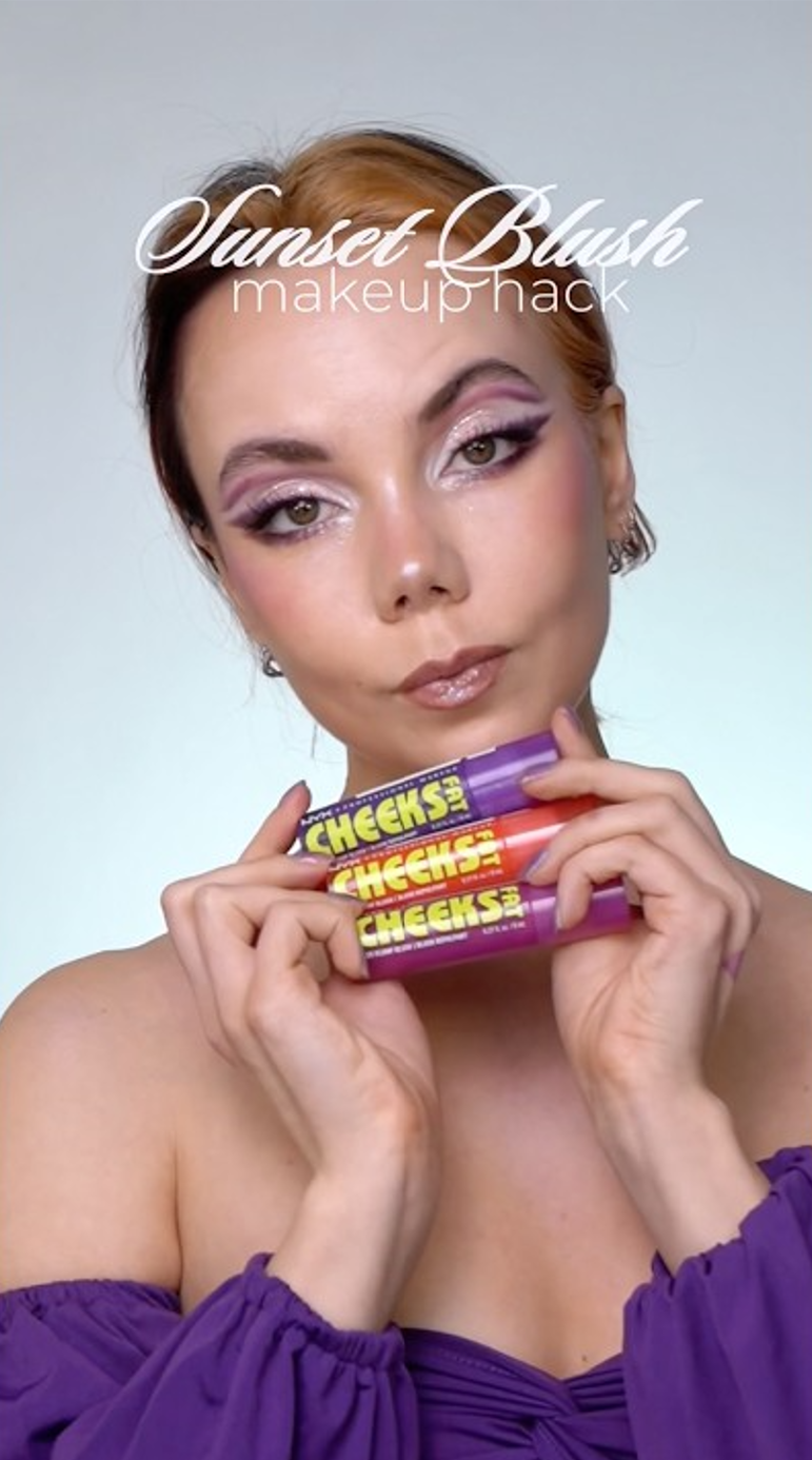 Orange purple blush makeup hack or how to do sunset blush