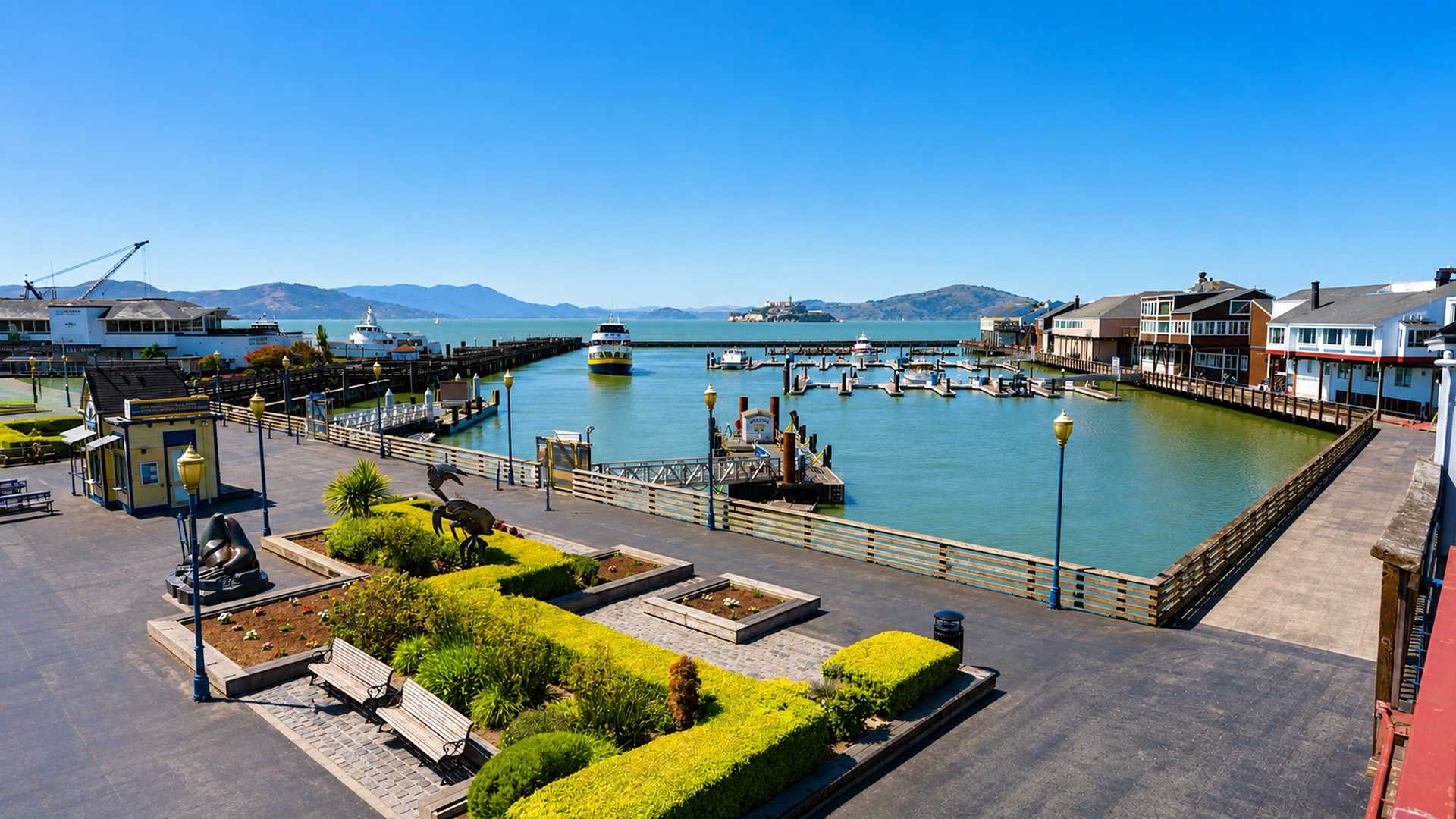 Objevte Pier 39 v San Franciscu za krásného slunečného dne (4K)