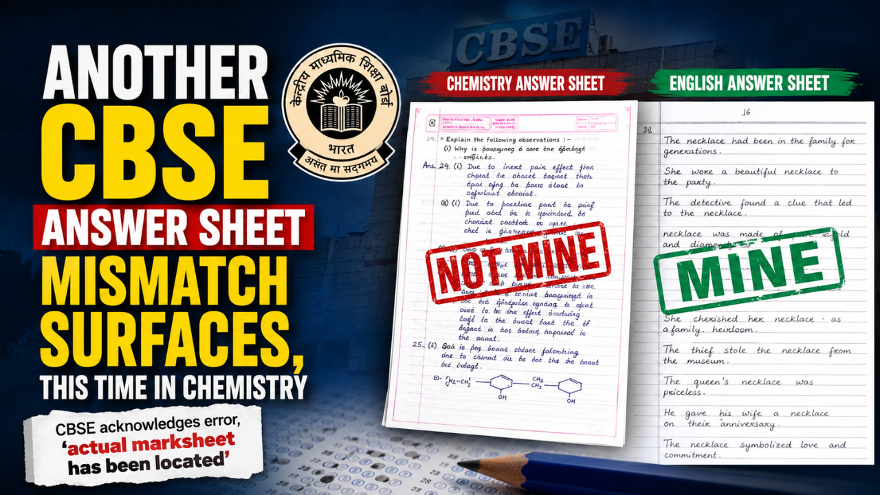 Another CBSE answer sheet mismatch surfaces, this time in chemistry