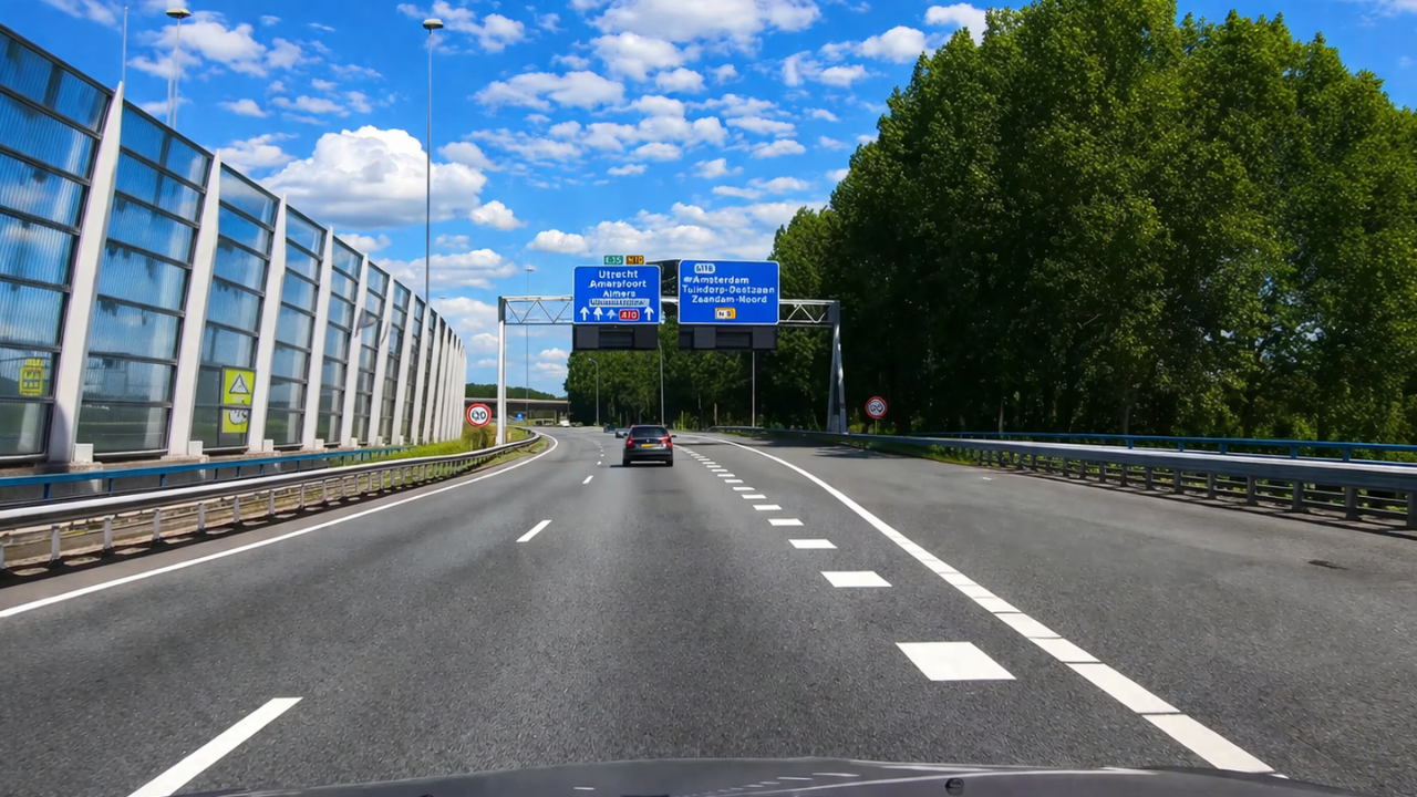 Mooie rit rond Amsterdam over de A10-snelweg (4K)