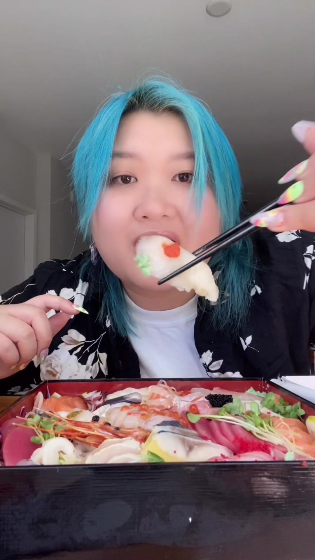 Sushi mukbang with a spicy soy sauce storytime