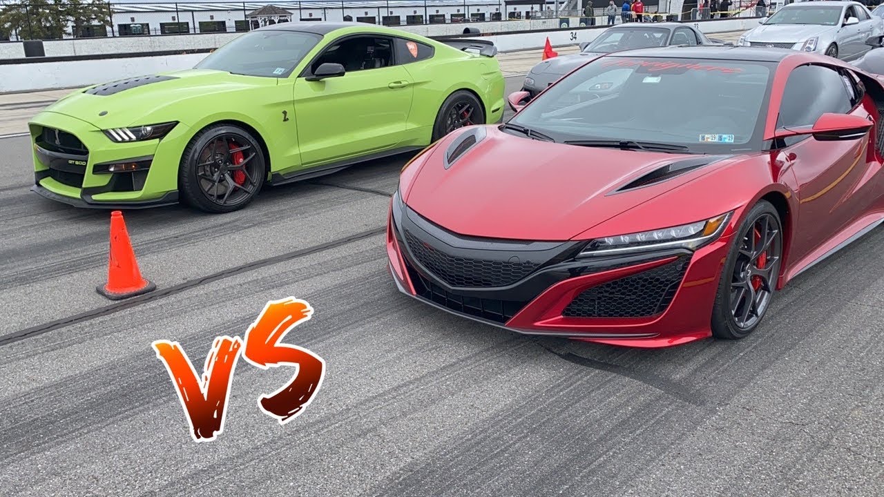 Cammed 2020 GT500 vs modified 2019 NSX (AWD)! Roll race showdown