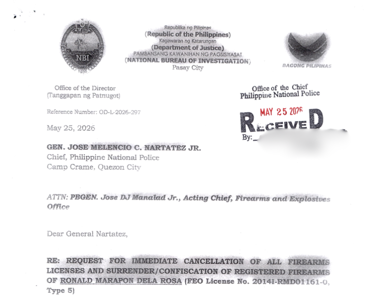 NBI asks PNP to cancel Bato dela Rosa's firearms license