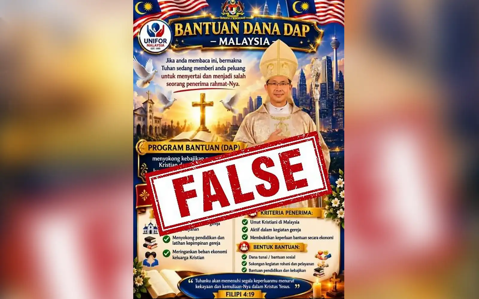 KL archdiocese flags fake poster on 'DAP cash aid' for Christians
