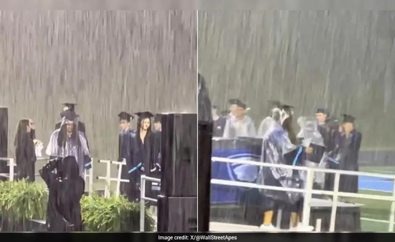 Viral video shows US students walking in graduation ceremony in heavy ...