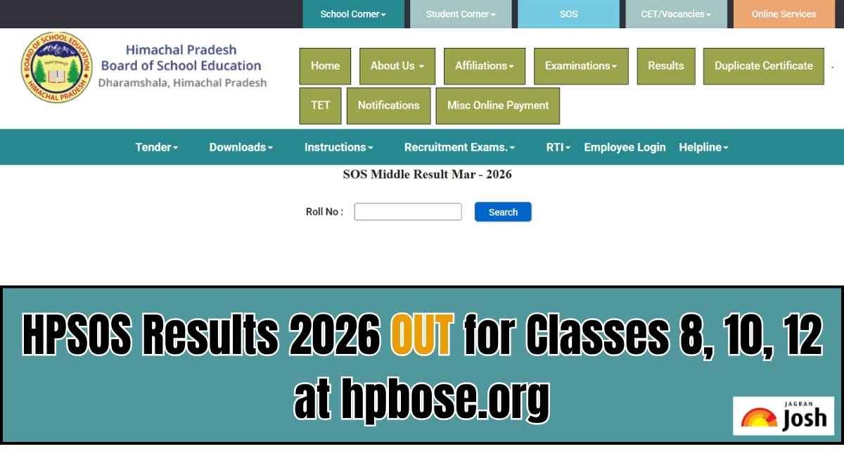 HPSOS results 2026 out for classes 8, 10, 12 at hpbose.org: Check pass ...