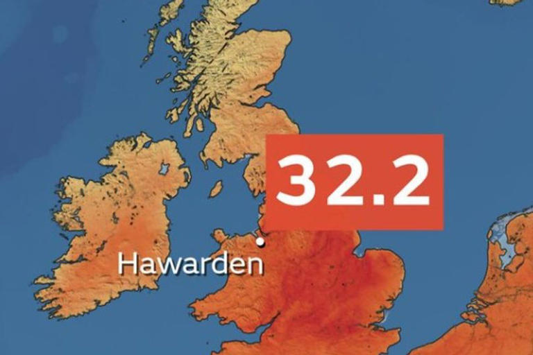 Record-breaking heat in North Wales as Hawarden reaches 32C