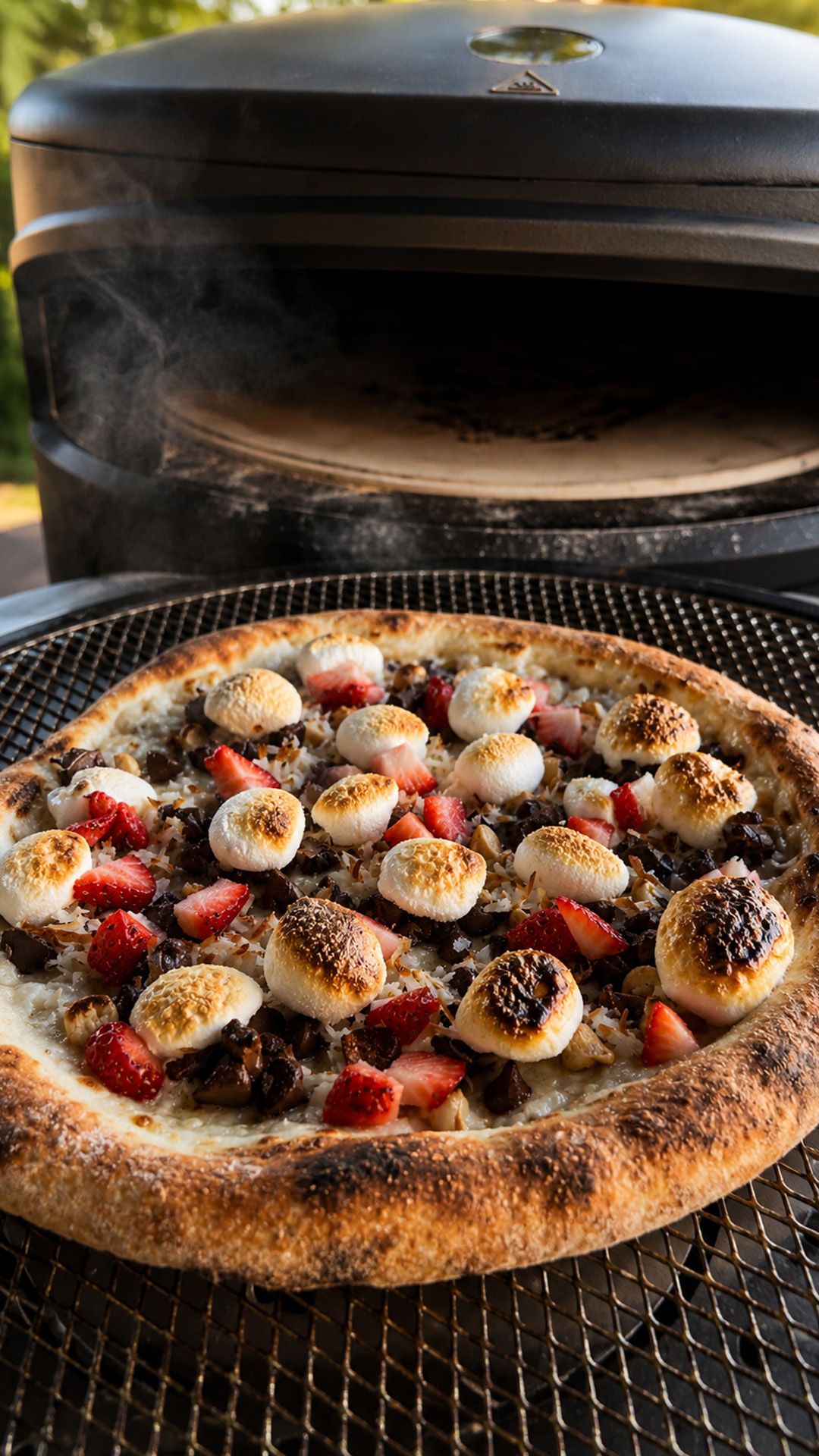 A creative dessert made using a pizza style setup