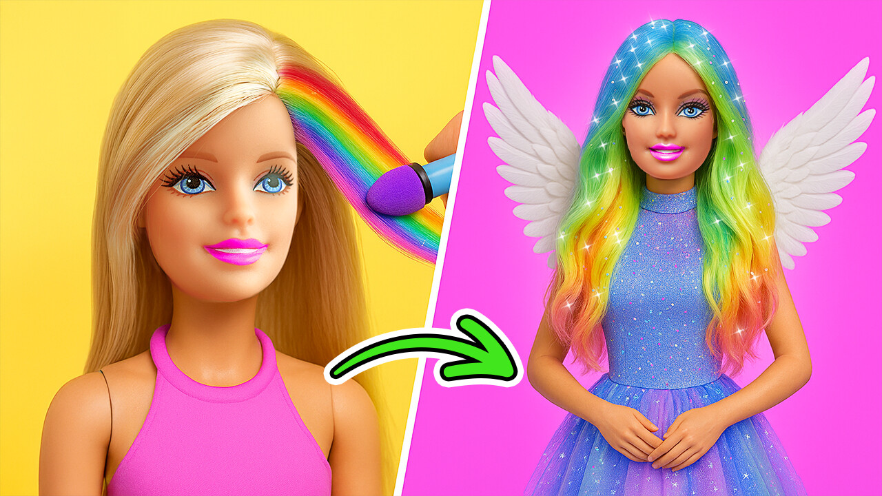 Rich and poor Barbie doll transformations at school