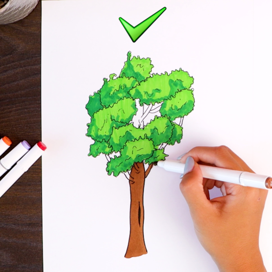 Perfect your tree drawing skills with this technique! 🌲 ️