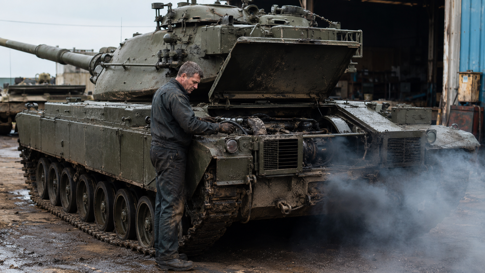 Ferret scout car fires up after brakes and exhaust fail