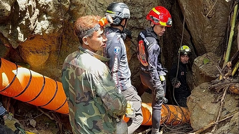Search operation continues for seven villagers trapped in a flooded ...