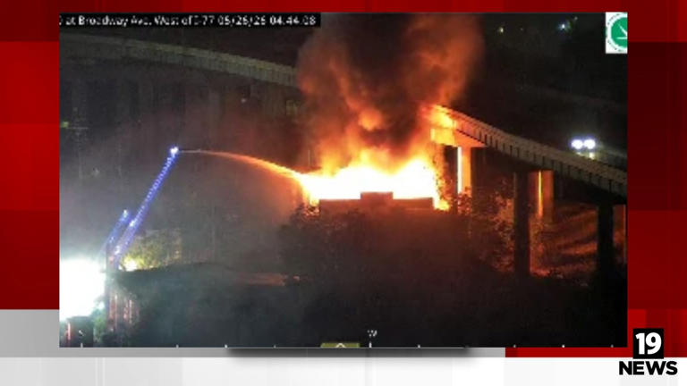 I-490 bridge reopens after massive building fire in Industrial Valley ...
