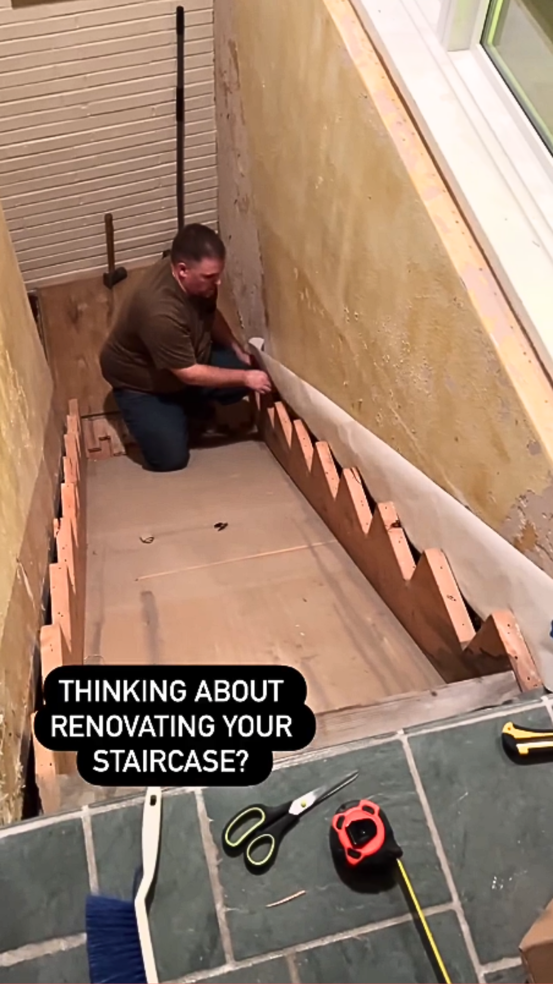 Mid century staircase fixer upper renovation process