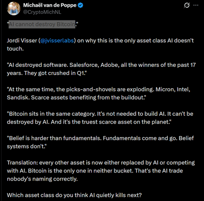 Bitcoin will survive AI, crypto analyst points to Wall Street veteran's ...