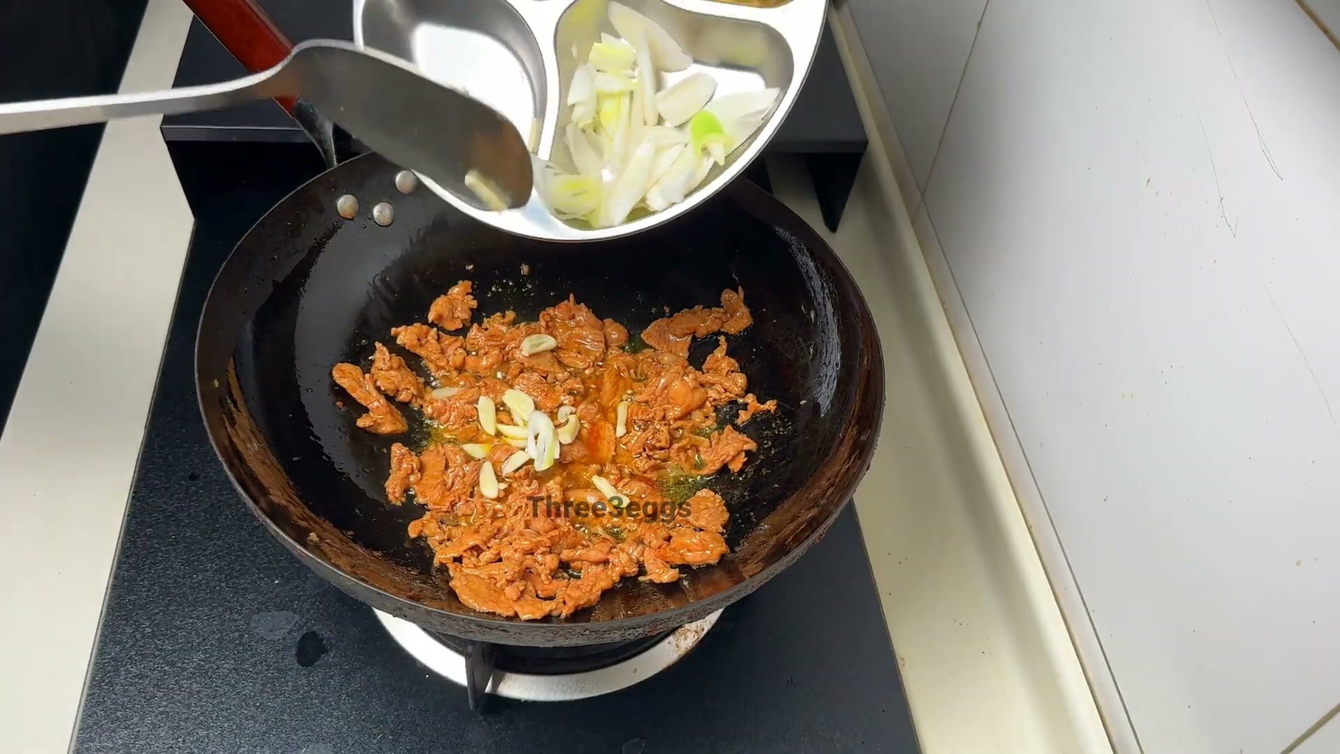 This Asian style bacon and onion stir fry is incredible