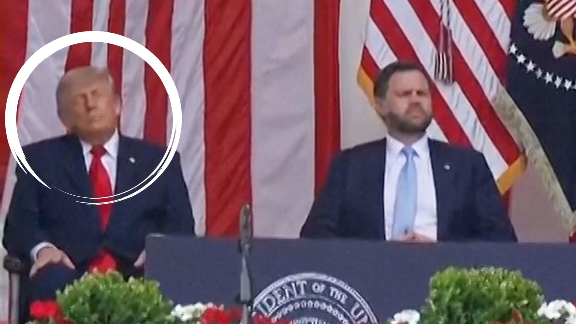 Trump fallen die Augen zu