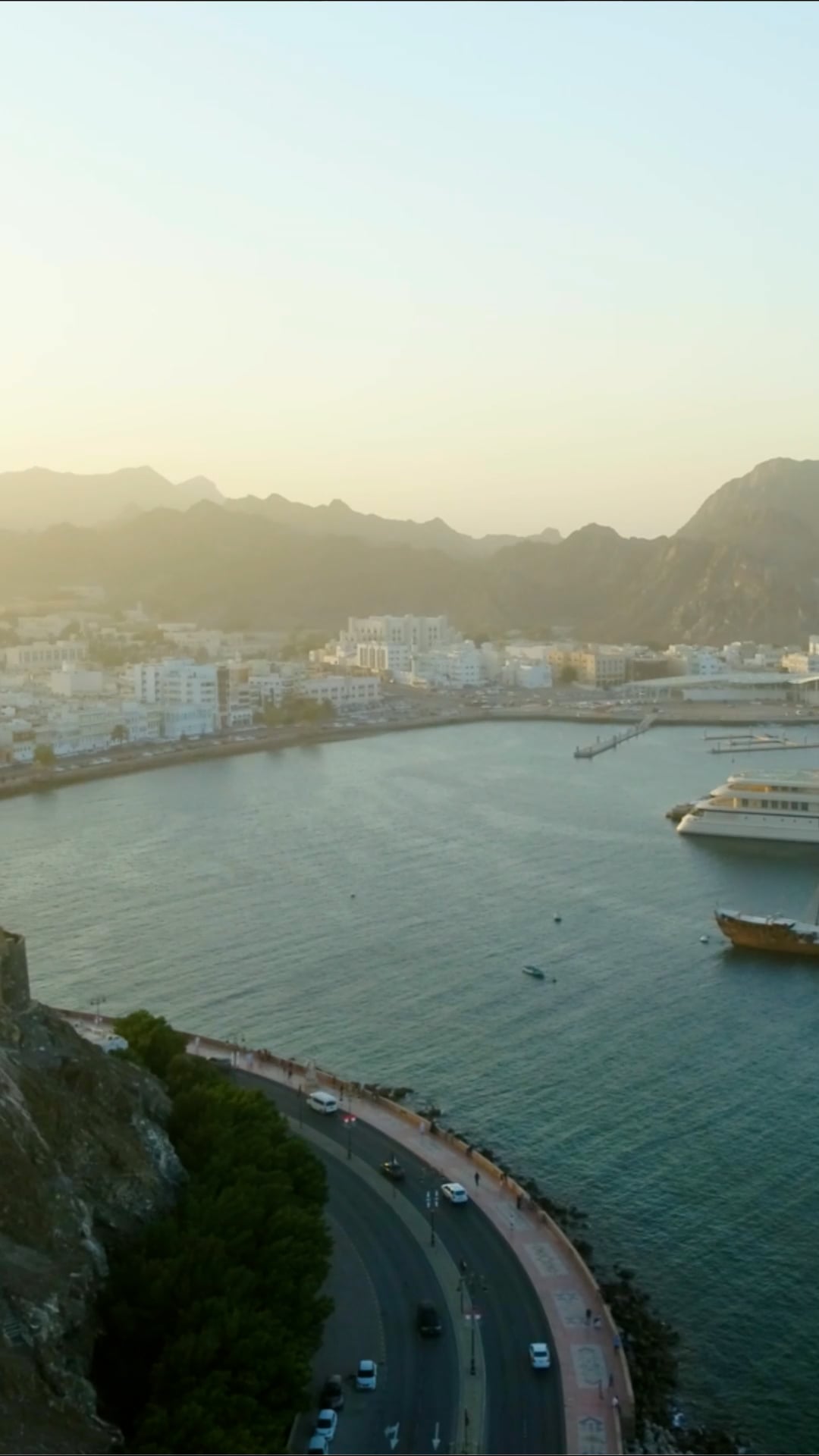 Muscat, Oman: Drone view of Islamic elegance