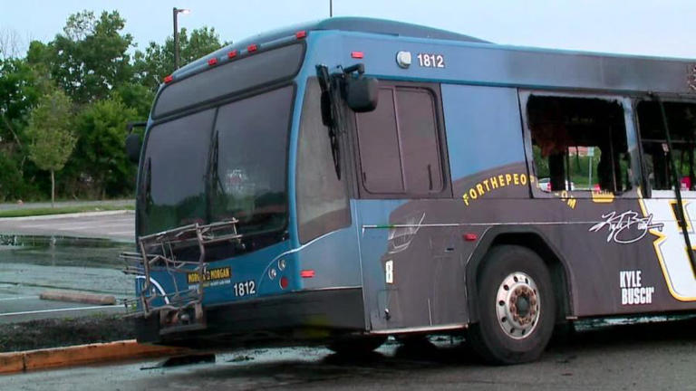 IndyGo bus charred after catching fire on far east side