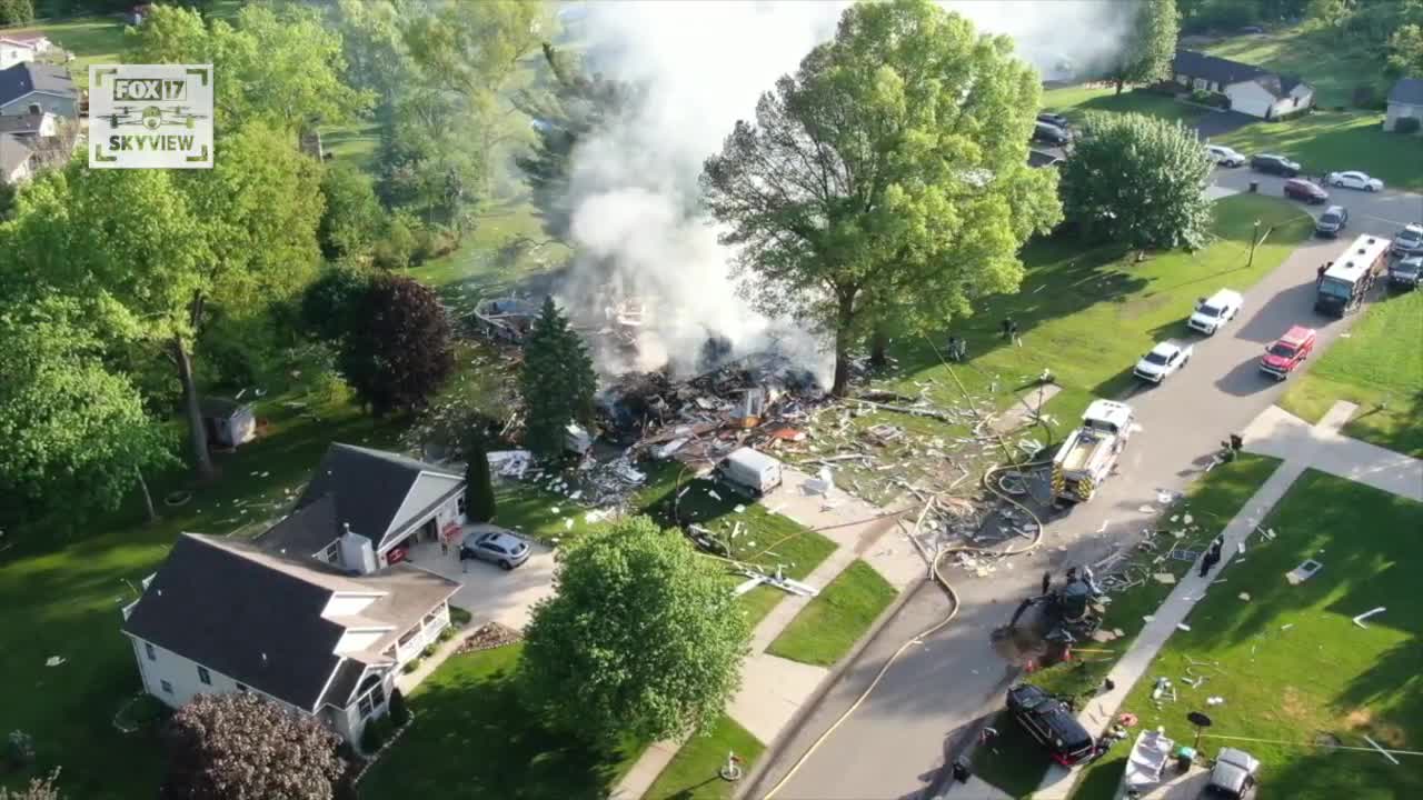 Drone video of house explosion