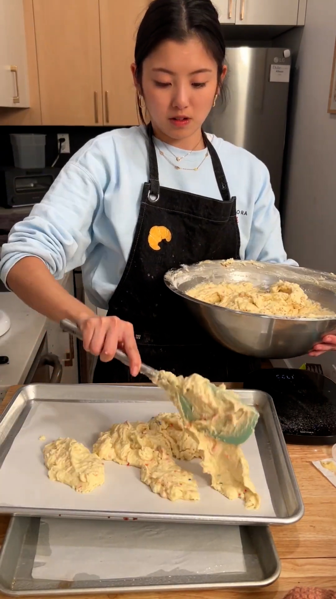 Making twenty pounds of funfetti birthday cake