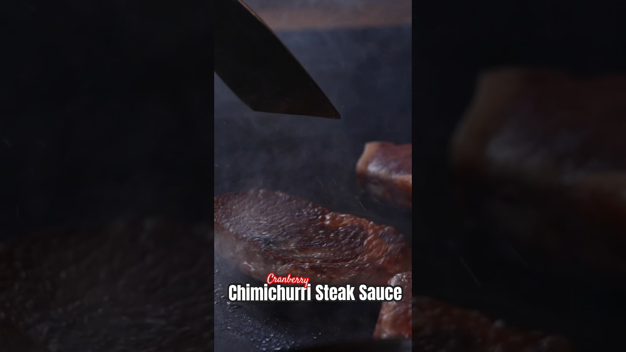 Cook seared steak and lamb chops with cranberry chimichurri