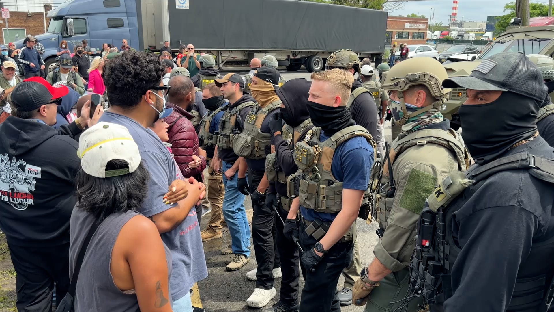 Protesters clash with ICE agents outside New Jersey detention center