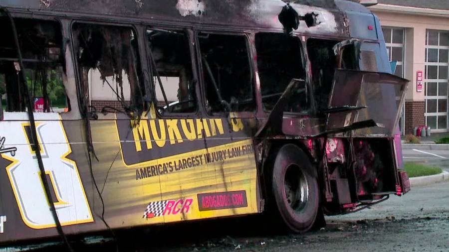 IndyGo bus charred after catching fire on far east side
