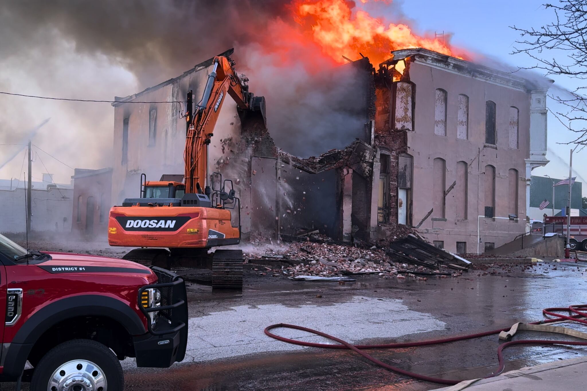 Fire destroys historic building in downtown Attica, Kansas
