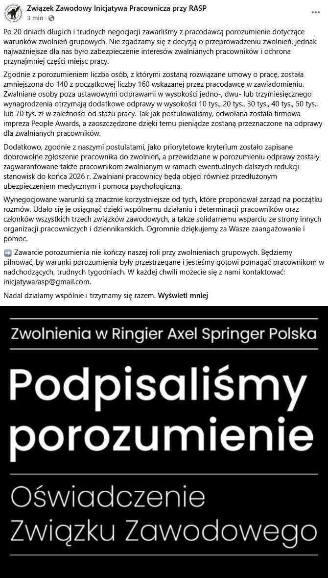 Zwolnienia w RASP jednak mniejsze. Są szczegóły porozumienia ze związkami