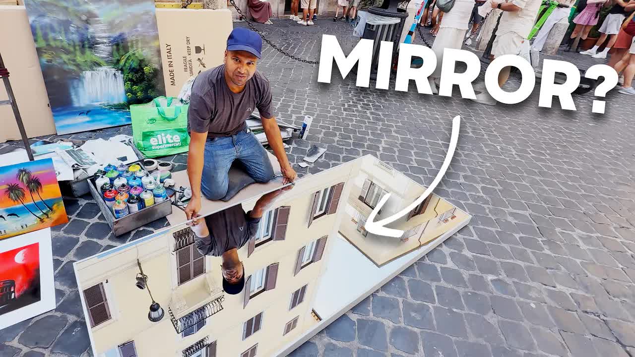 A street artist completely transformed my giant mirror