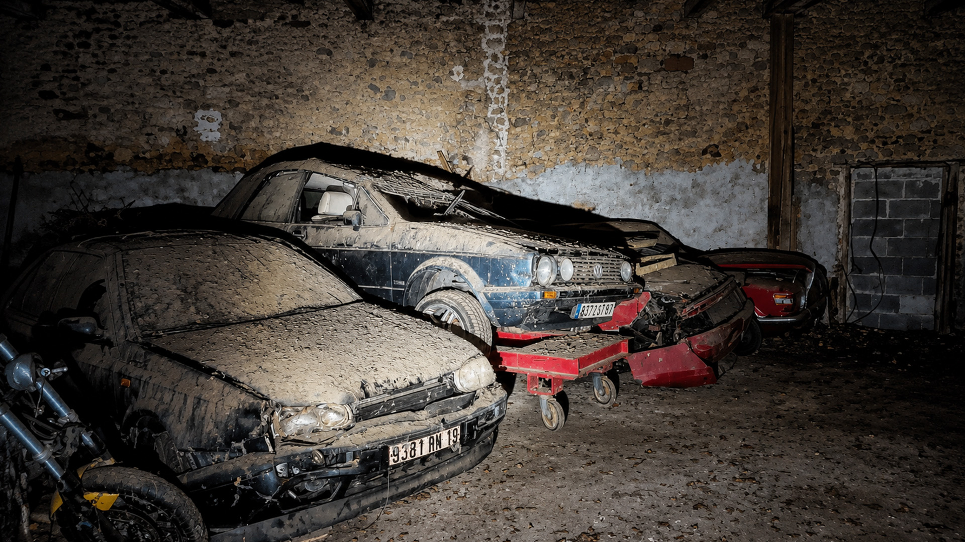 Collection of rare cars & bikes left completely abandoned in this dusty ...