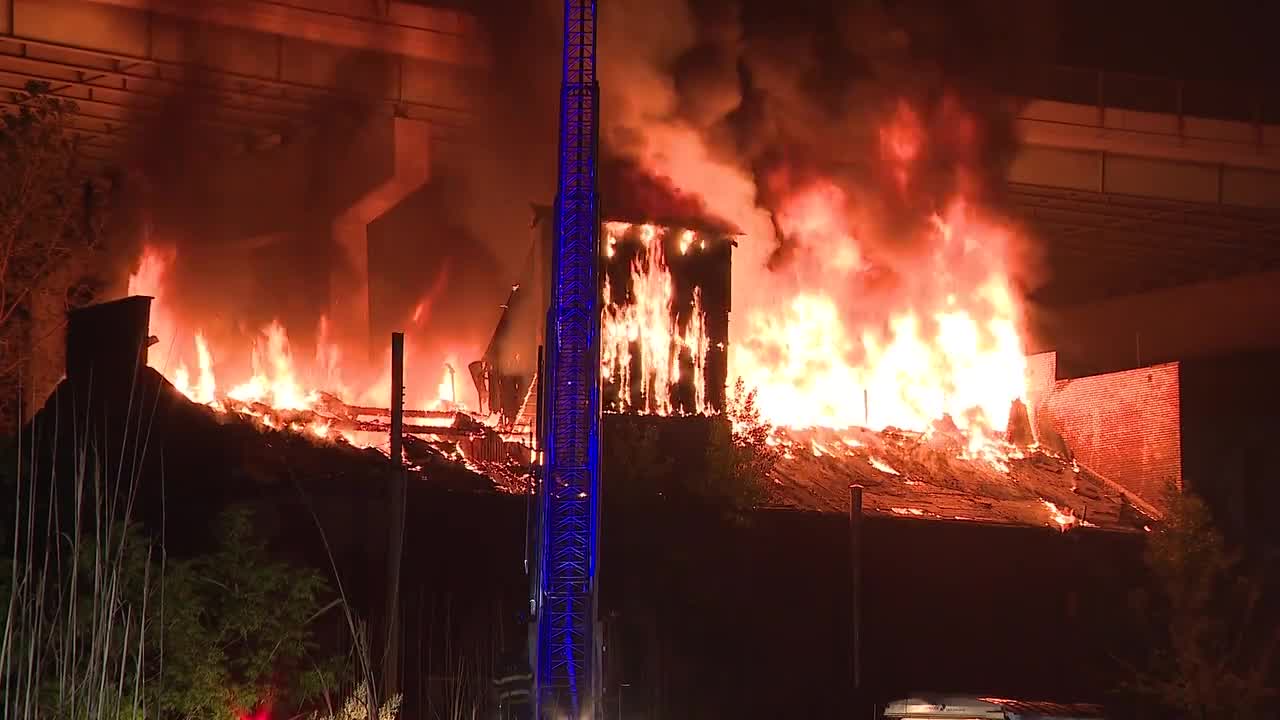 Cleveland industrial building engulfed in flames early Tuesday